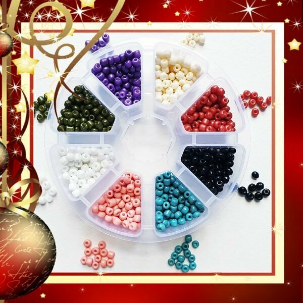 Набор крупного бисера 6/0, в контейнере Ромашка 8 цветов