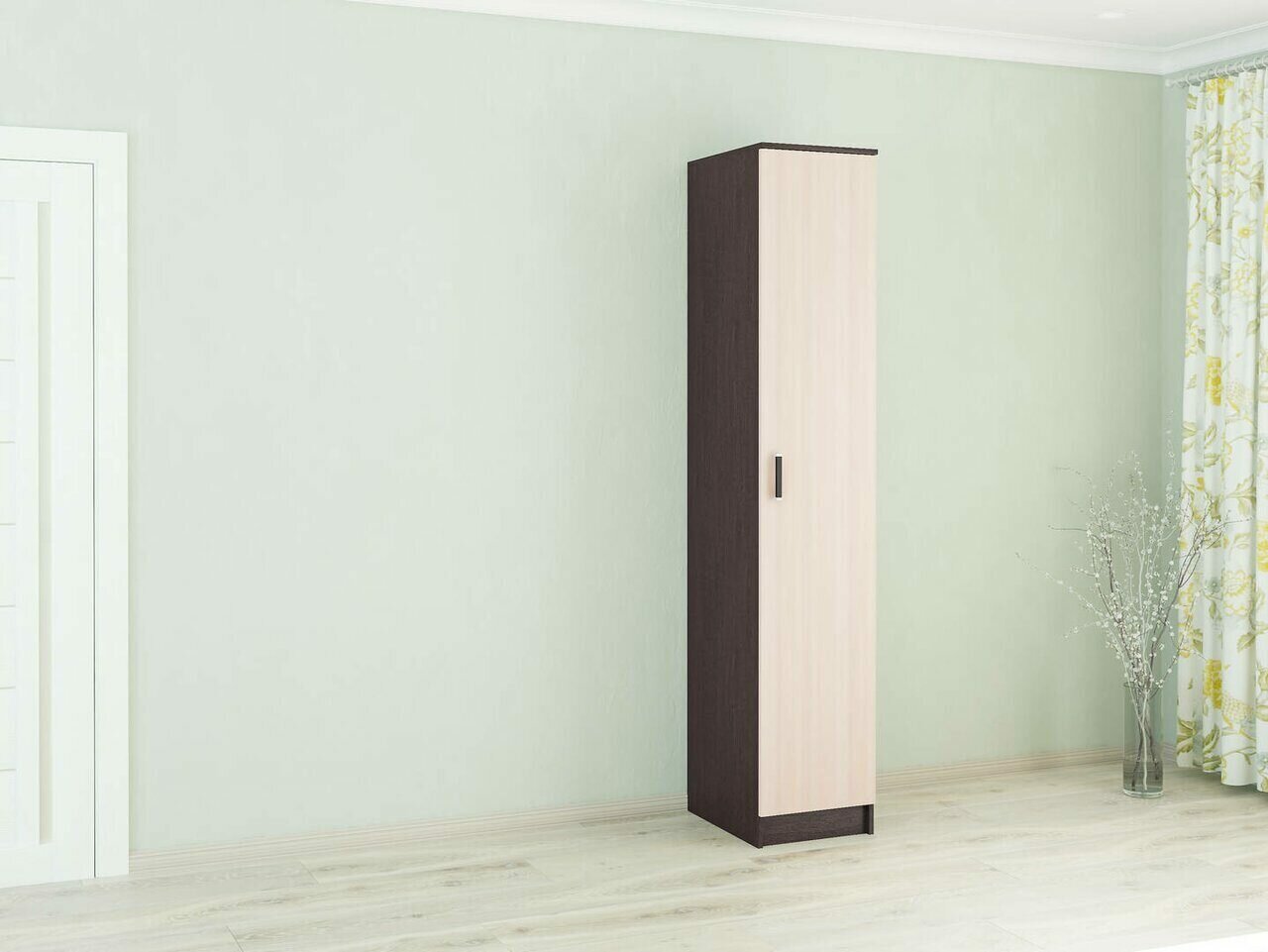 Пенал с полками «Лагуна» распашной, узкий, ЛДСП (Венге/Дуб молочный) 40х51х210