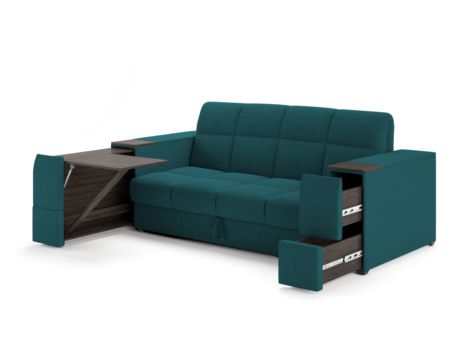 Кресло-кровать Флай, аккордеон, ортопедическое основание на НПБ, подлокотники столик+ящики, 80*200, съемный чехол, велюр.