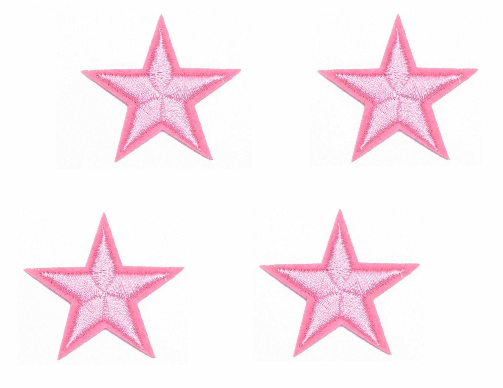 Нашивки на одежду звезды розовые термонашивки 4шт.