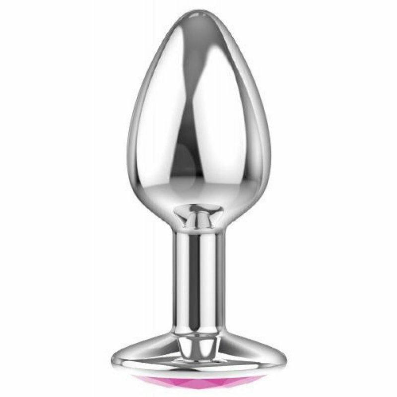Анальная пробка Lola games Diamond Pink Sparkle, с кристаллом, водонепроницаемая, 2.5см