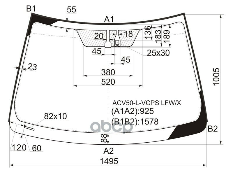 Стекло лобовое (Датчик дождя) Toyota Camry (XV50) 11-18 / Camry UAE/USA 11-17 XYG арт. ACV50-L-VCPS LFW/X