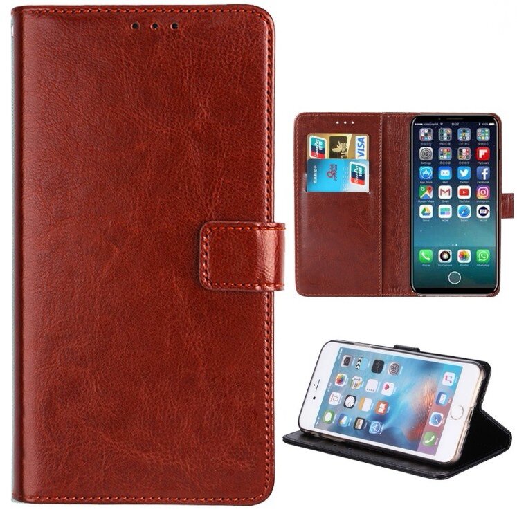 Защитный чехол-книжка MyPads для Blackview BV8800 из импортной кожи с подставкой застёжкой и визитницей коричневый