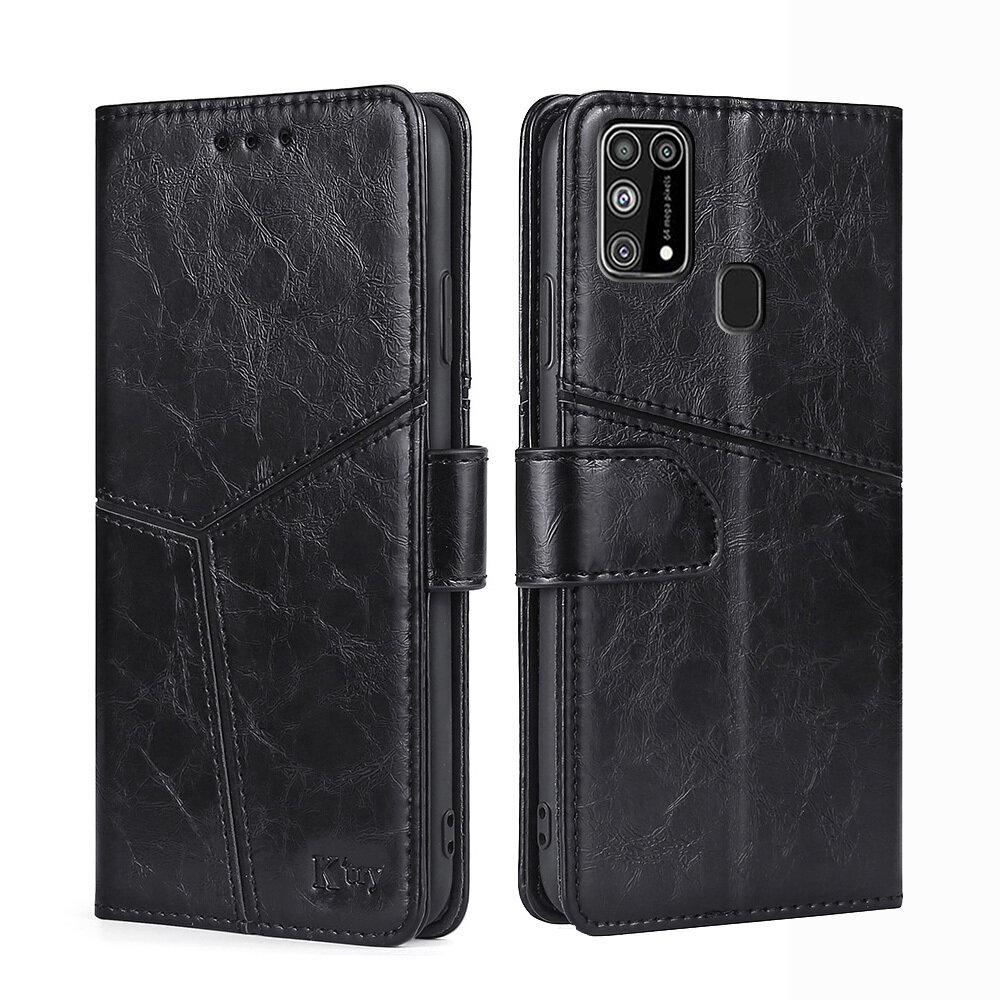 Чехол-книжка MyPads для Samsung Galaxy M31 SM-M315F / Самсунг М31, объединяет геометрию (черный)