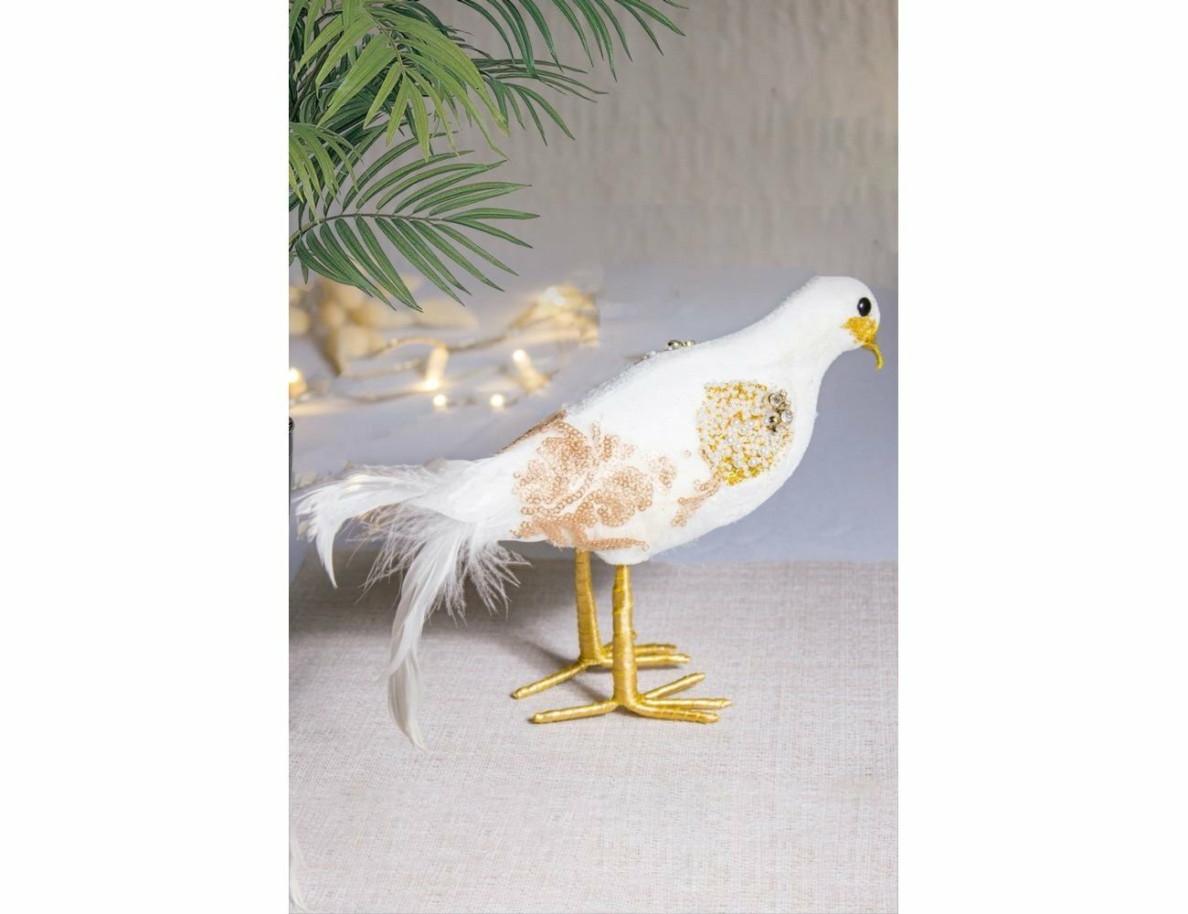 Декоративная фигура королевский голубь смотрящий прямо, перо, текстиль, 23 см, Kaemingk 947723-1