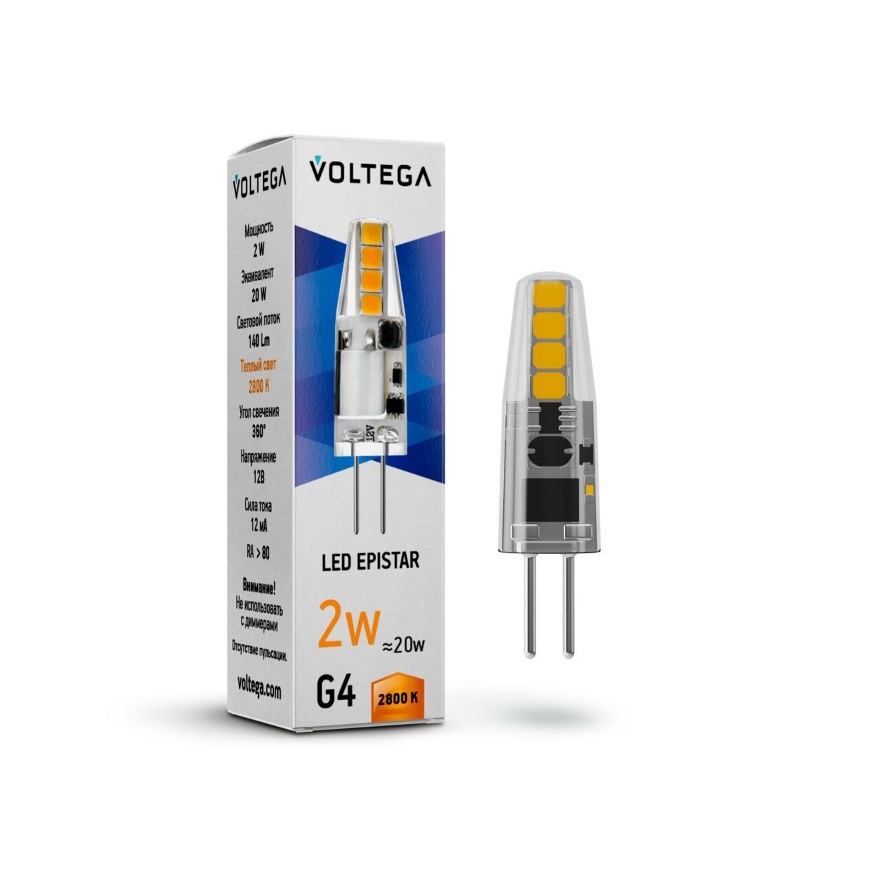 Лампочка светодиодная Voltega Capsule G4, 7142, 2W, G4 (комплект 10 шт.)