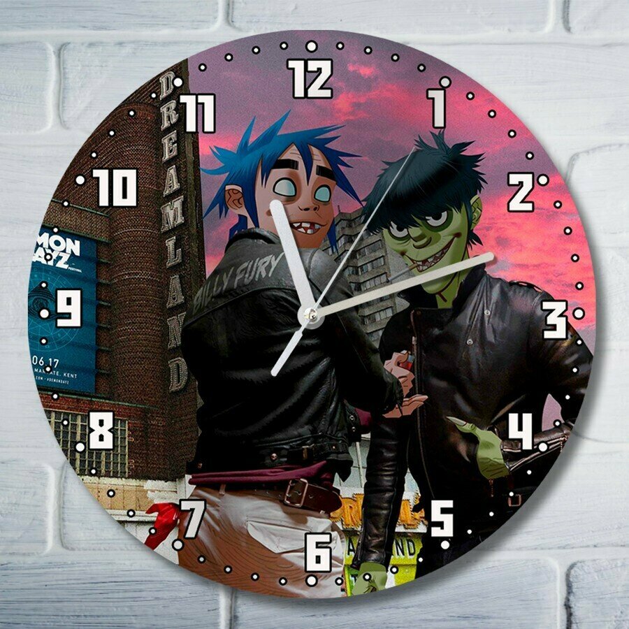 Настенные часы УФ с рисунком музыка Gorillaz - 3781