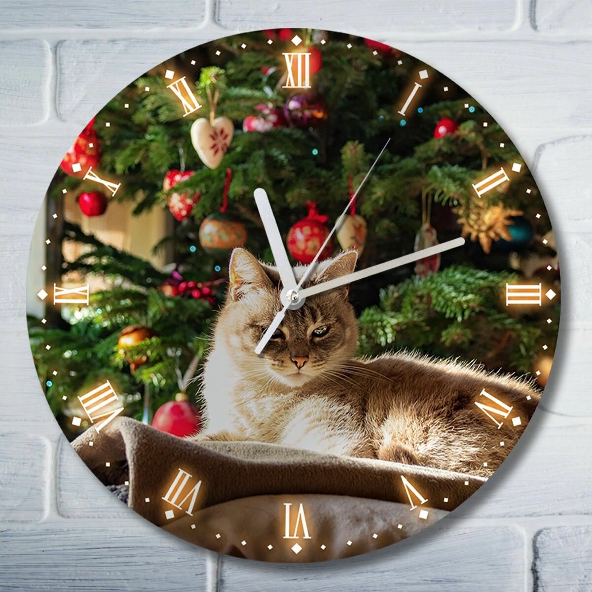 Настенные часы УФ праздники кот, год кролика, новый год, рождество - 7068
