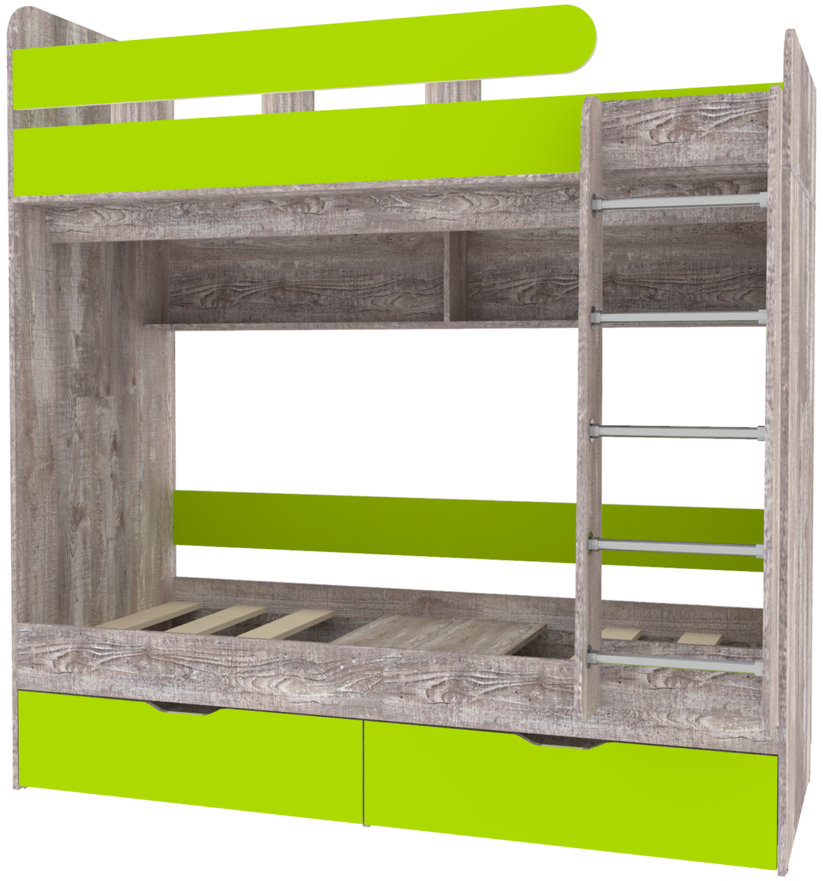 Двухъярусная кровать Юниор 5 80x160 Бетон Лайм