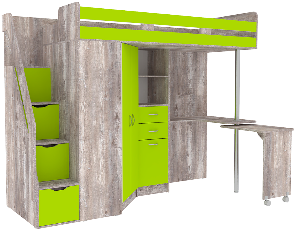 Кровать чердак Мийа Бетон Лайм