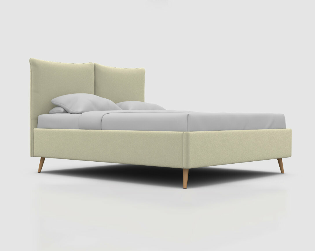 Двуспальная кровать 160х200 с подъемным механизмом, "Laima 2" с мягким изголовьем для дома, для спальни, ортопедическое основание, с ящиком для белья. Велюр белый Vip 1