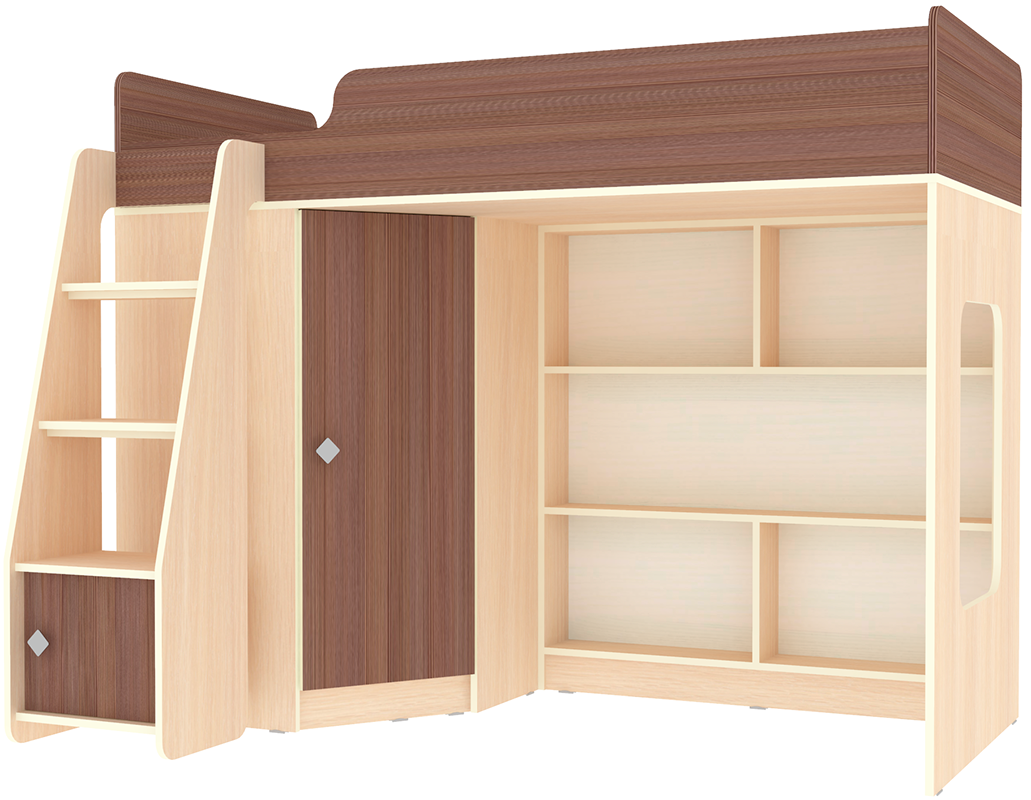 Кровать чердак Л 42.2.1 Дуб Молочный Бодего Темный