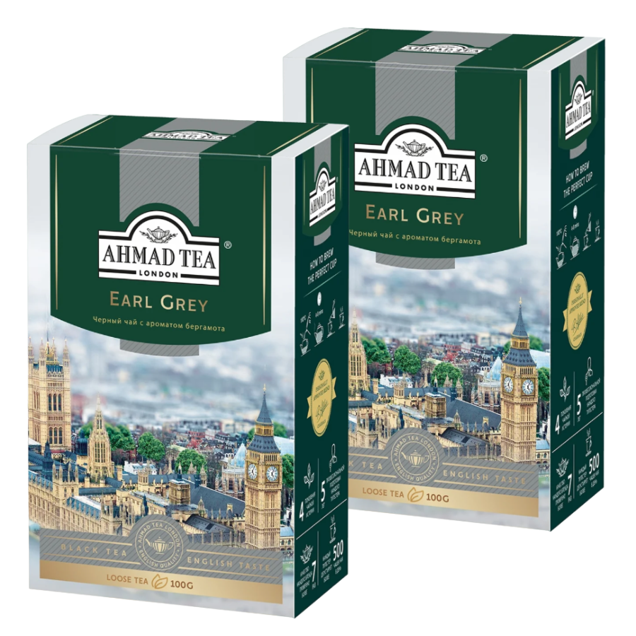 Чай черный Ahmad Tea Earl Grey, 100 грамм 2 штуки