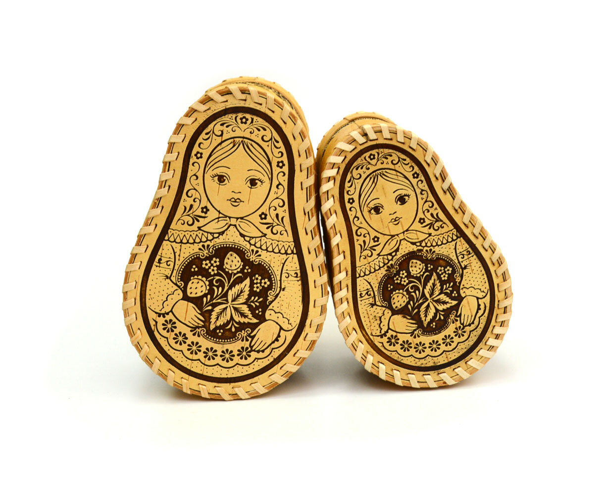 Набор шкатулок из бересты "Матрешки" из 2-х шт