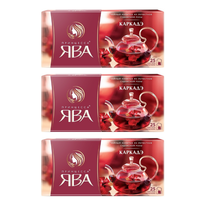 Чай Принцесса Ява Каркаде 25 пакетиков 3 штуки