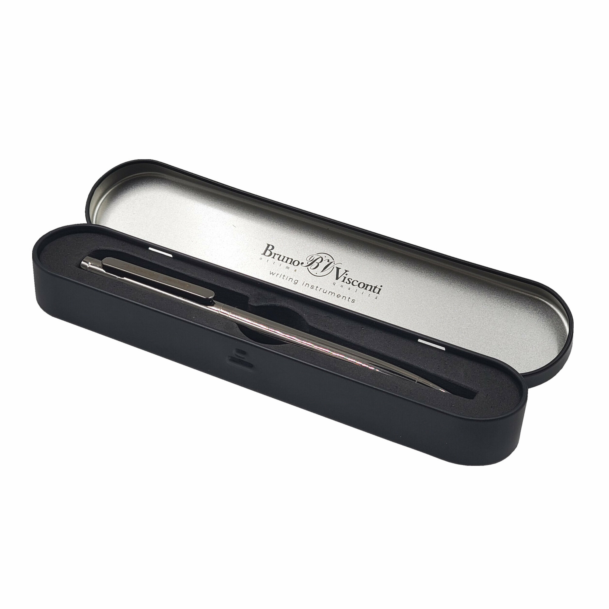 Ручка "FIRENZE" шариковая автоматическая, металлический корпус черный вороненая СТАЛЬ1.0 ММ, синяя