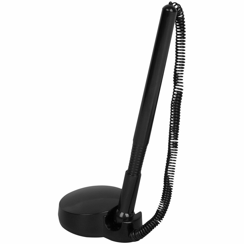 Ручка шариковая настольная OfficeSpace синяя, 0,7мм, черный корпус, черная подставка, европодвес, 347837