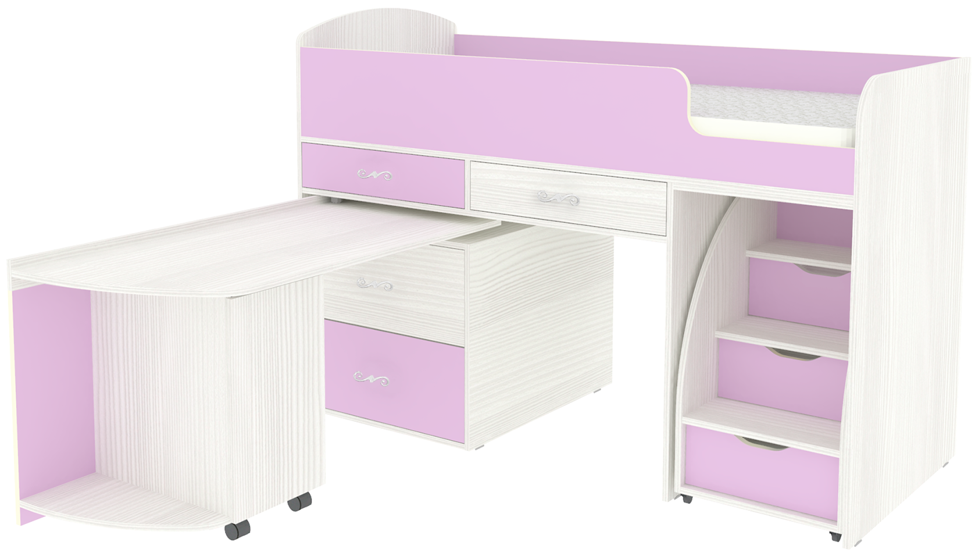 Кровать чердак Малыш 6 Белое дерево - Ирис