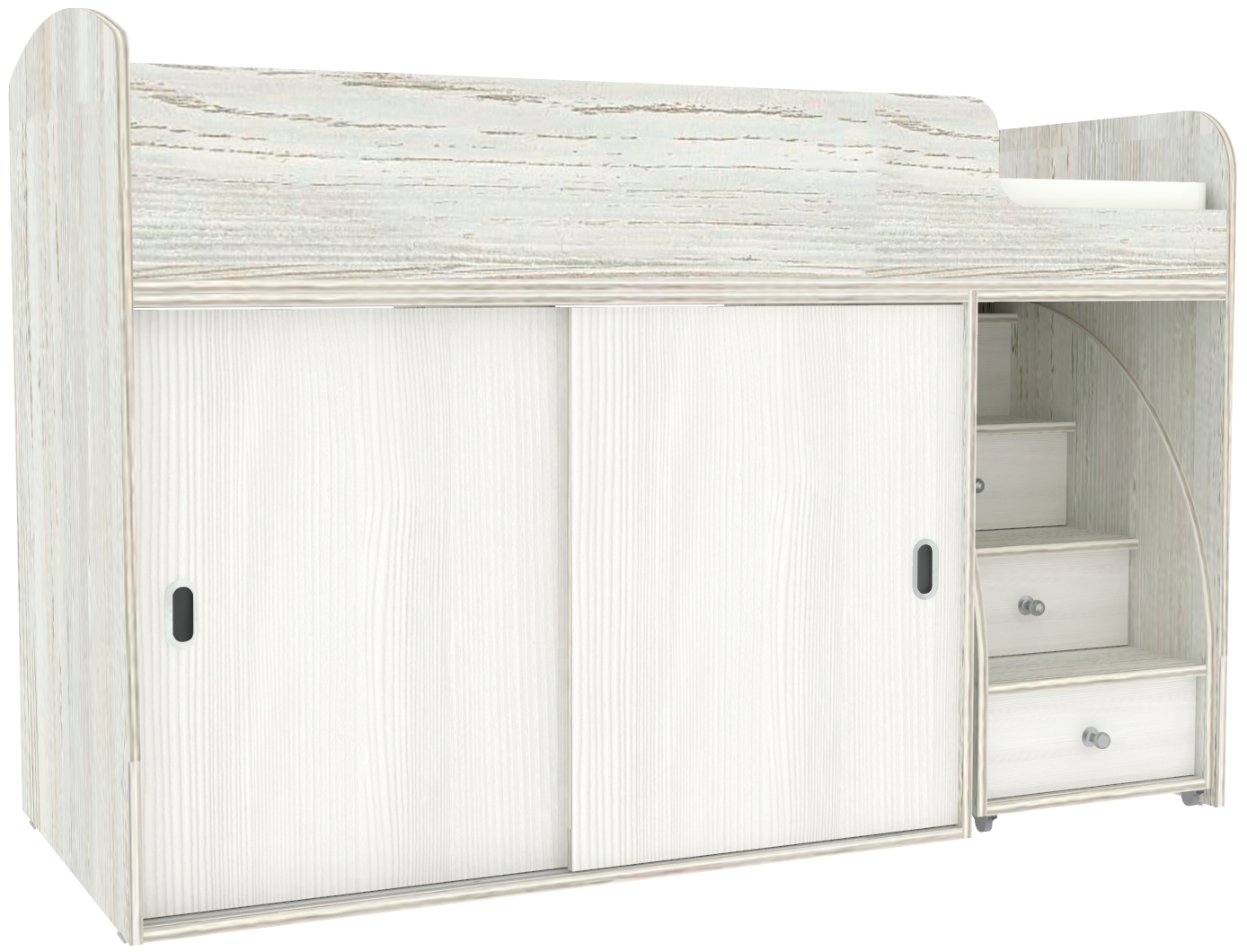 Кровать чердак Малыш Купе Винтерберг Белое Дерево