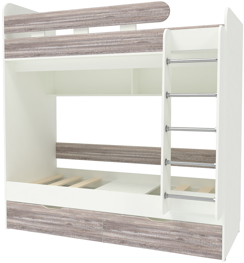 Двухъярусная кровать Юниор 5 80x160 Белый Бетон