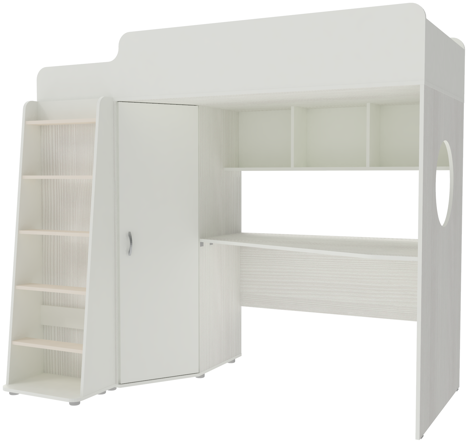 Кровать чердак Л-4.1 80х190 Белое Дерево Белый