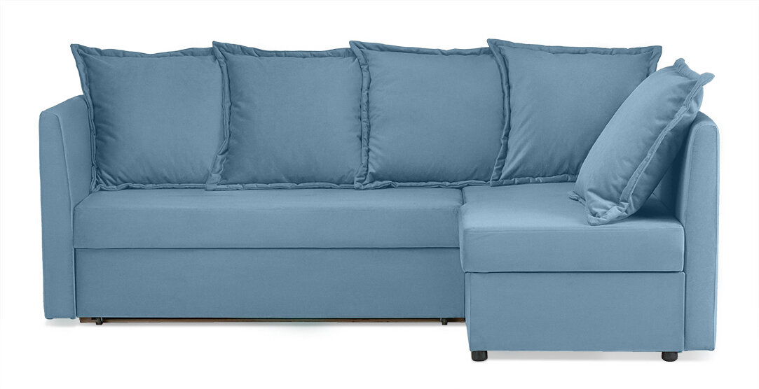 Диван угловой раскладной дельфин Хольмсунд, в цвете голубой (Велутто 47)