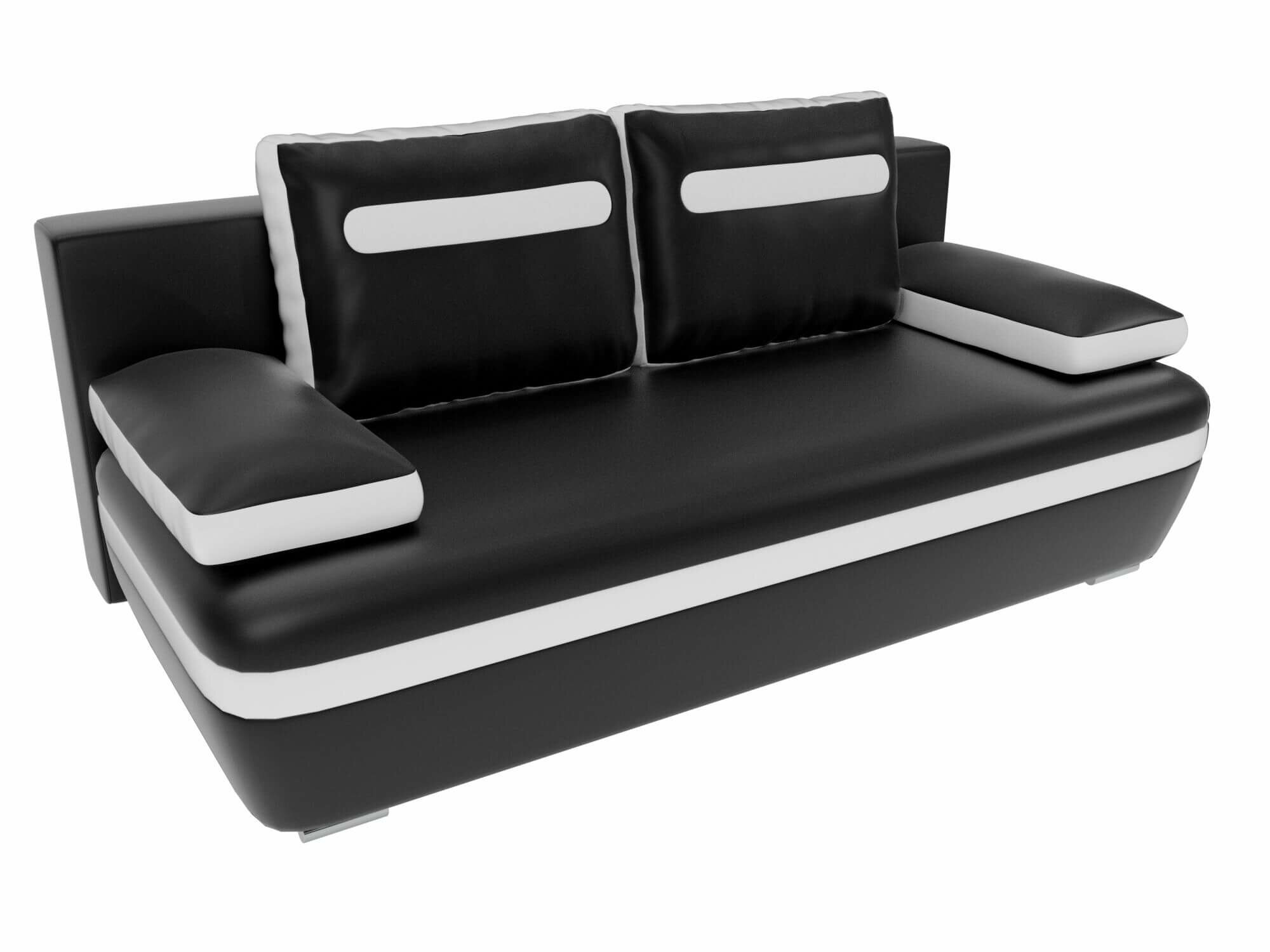 Artum Прямой диван Каир эко кожа черный вставка белая