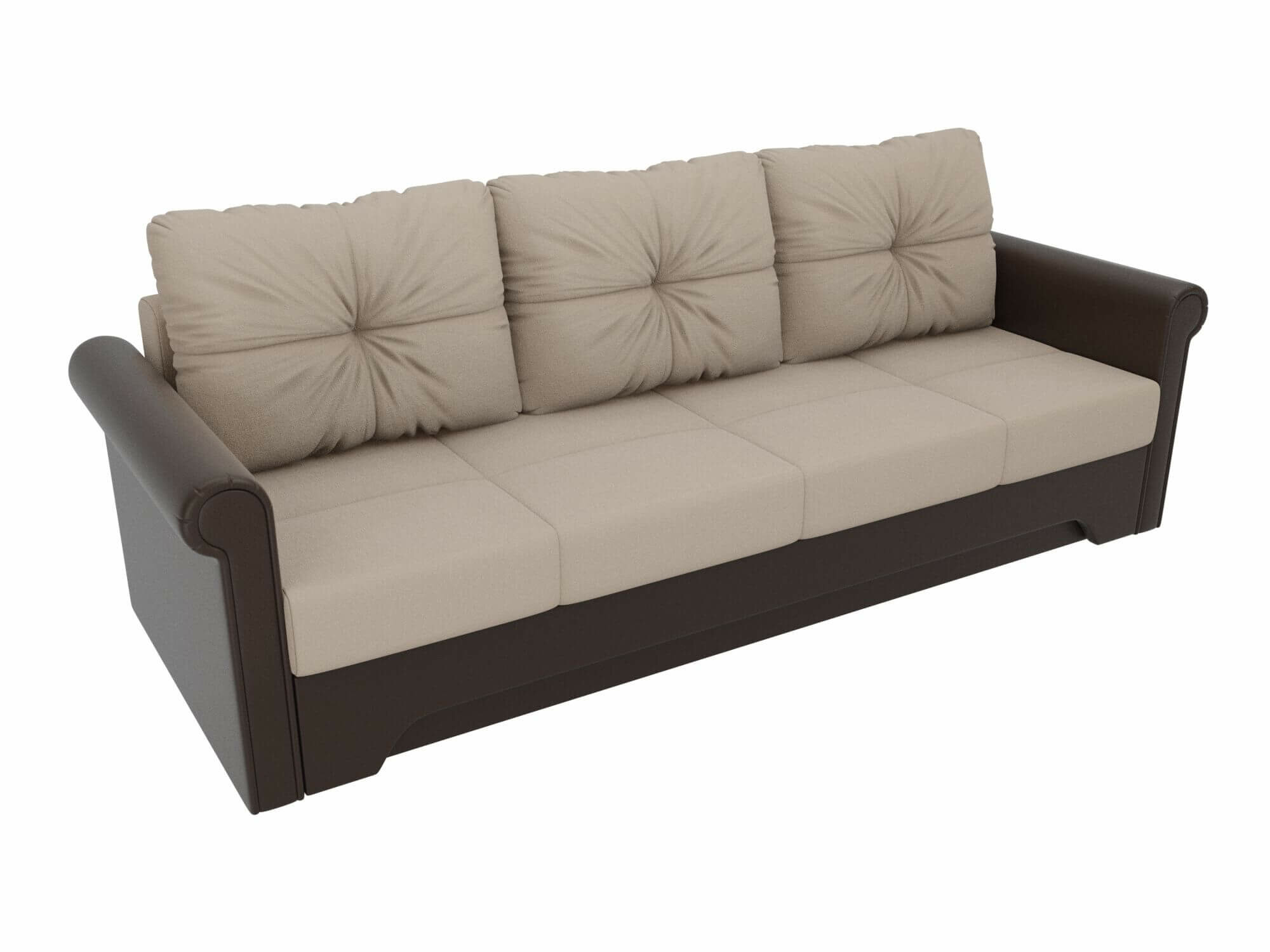 Artum Прямой диван Европа рогожка бежевый эко кожа коричневый