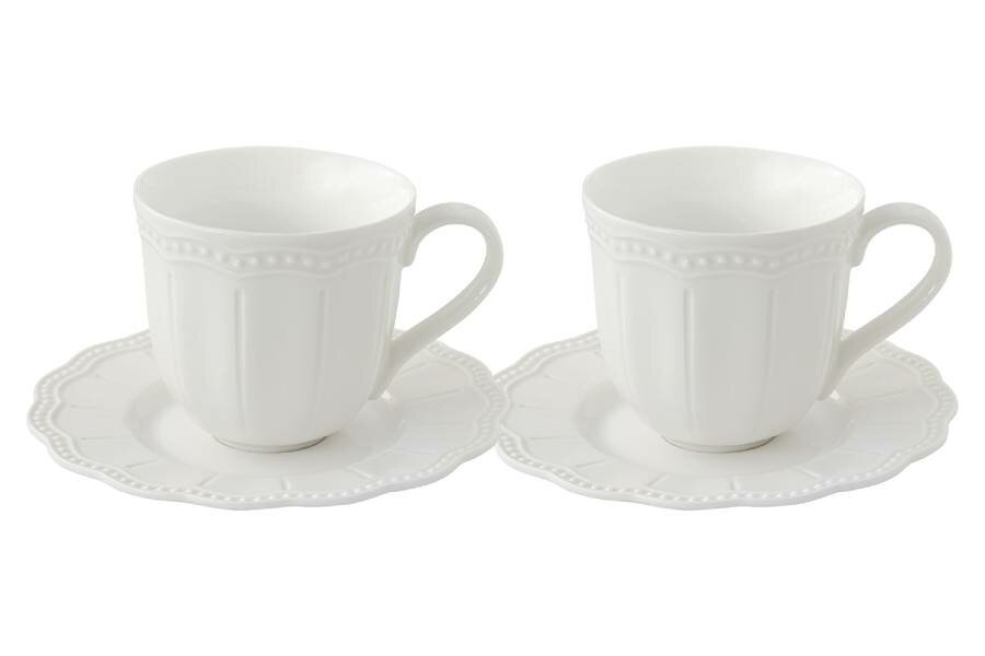 Набор 2 чашки с блюдцами Elite, белая, 0,25 л (Easy Life, Китай)