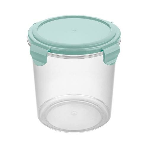 Контейнер для хранения продуктов с крышкой, для СВЧ, полипроп,1,15л, диаметр 13,6, высота 13,7см, прозр, голуб.
