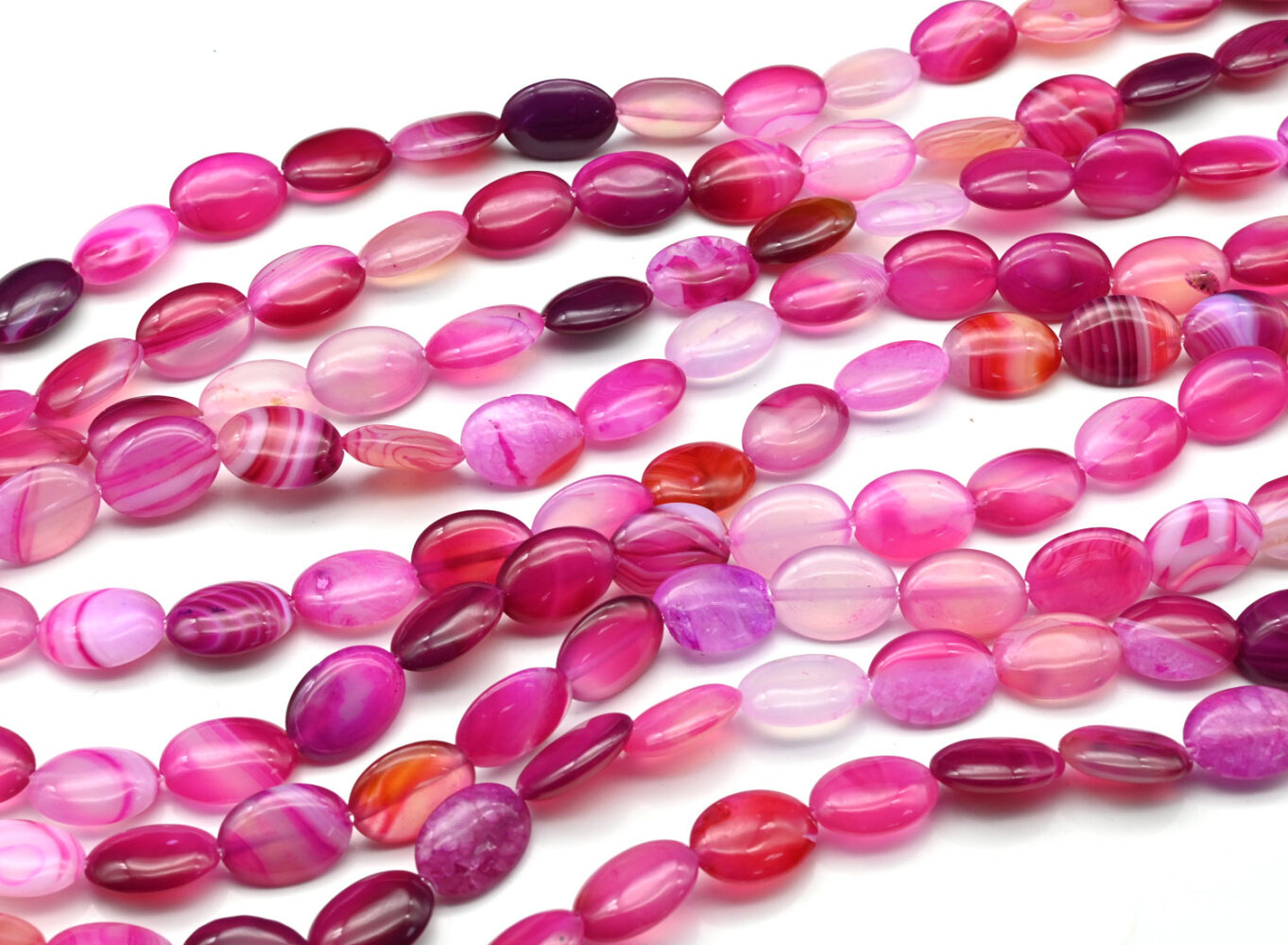 Бусины из агата тонированного т. овал 13*18мм цв. фуксия, 36см, 20 бусин .