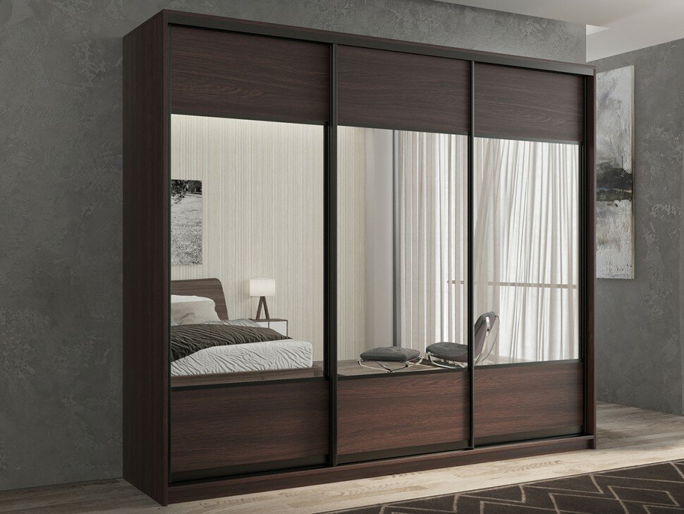 Шкаф купе, для одежды Версаль 3, МФ-Купе, 220х45х220, платье/белье/платье, венге