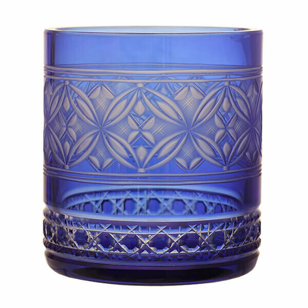 Хрустальный стакан для виски Ромбы ручная гравировка 250 мл 10 см