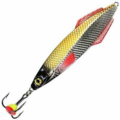 Блесна для рыбалки зимняя AQUA Ятаган 7,0g, цвет 05 (серебро, золото, черный металлик) 1 штука