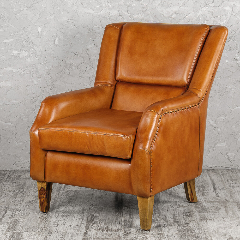 Кресло, натуральная кожа буйвола, "Делмар", Decor of Today, механизм нераскладной, 73 x 75 x 100 (габариты)