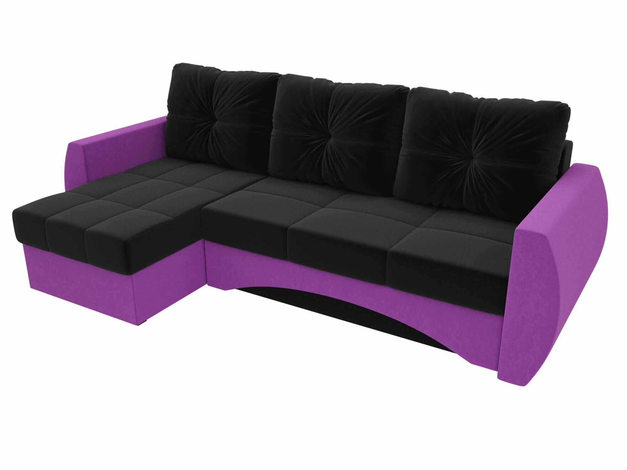 Artum Угловой диван Сатурн микровельвет черный фиолетовый левый