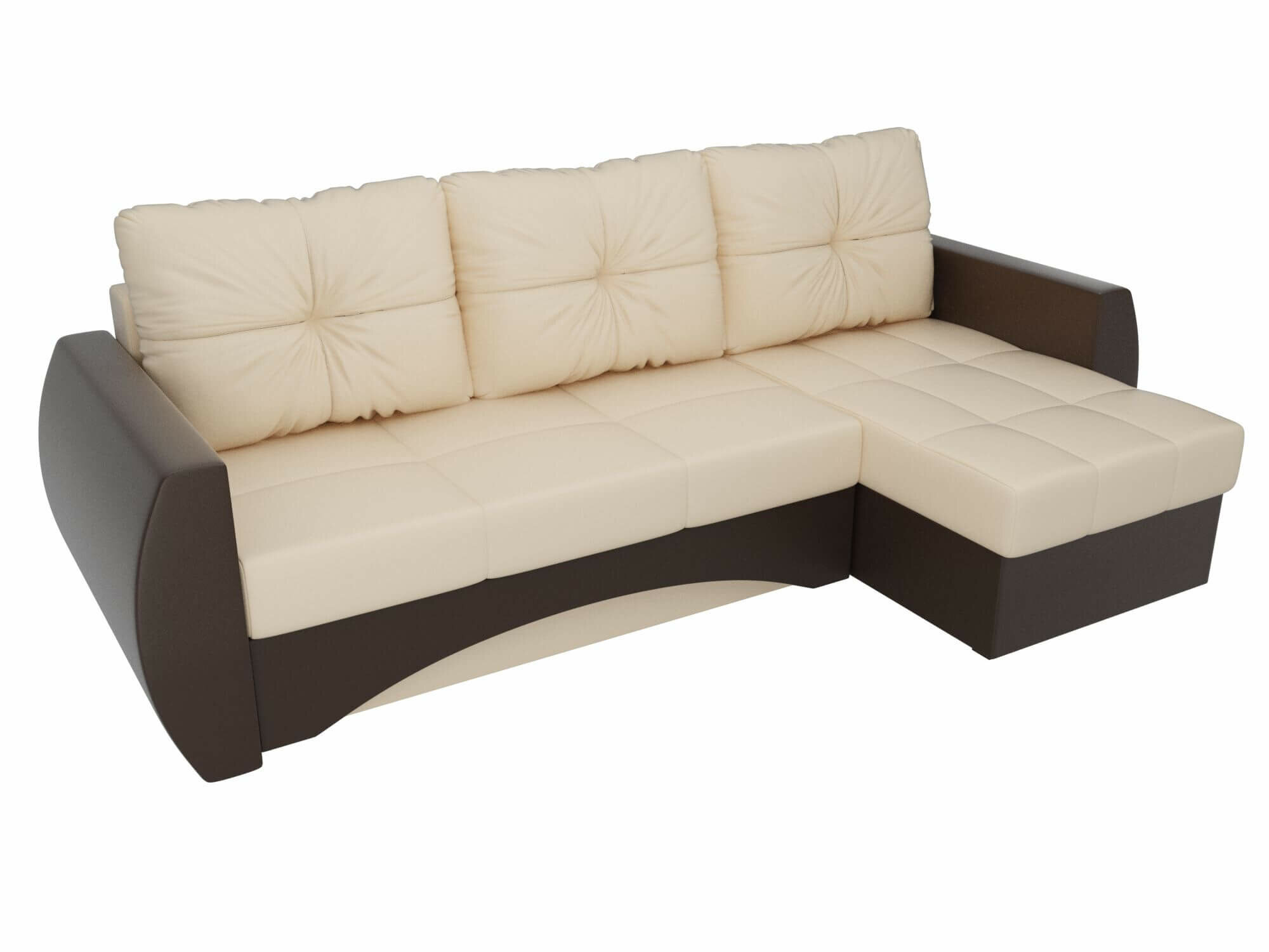 Artum Угловой диван Сатурн эко кожа бежевый коричневый правый