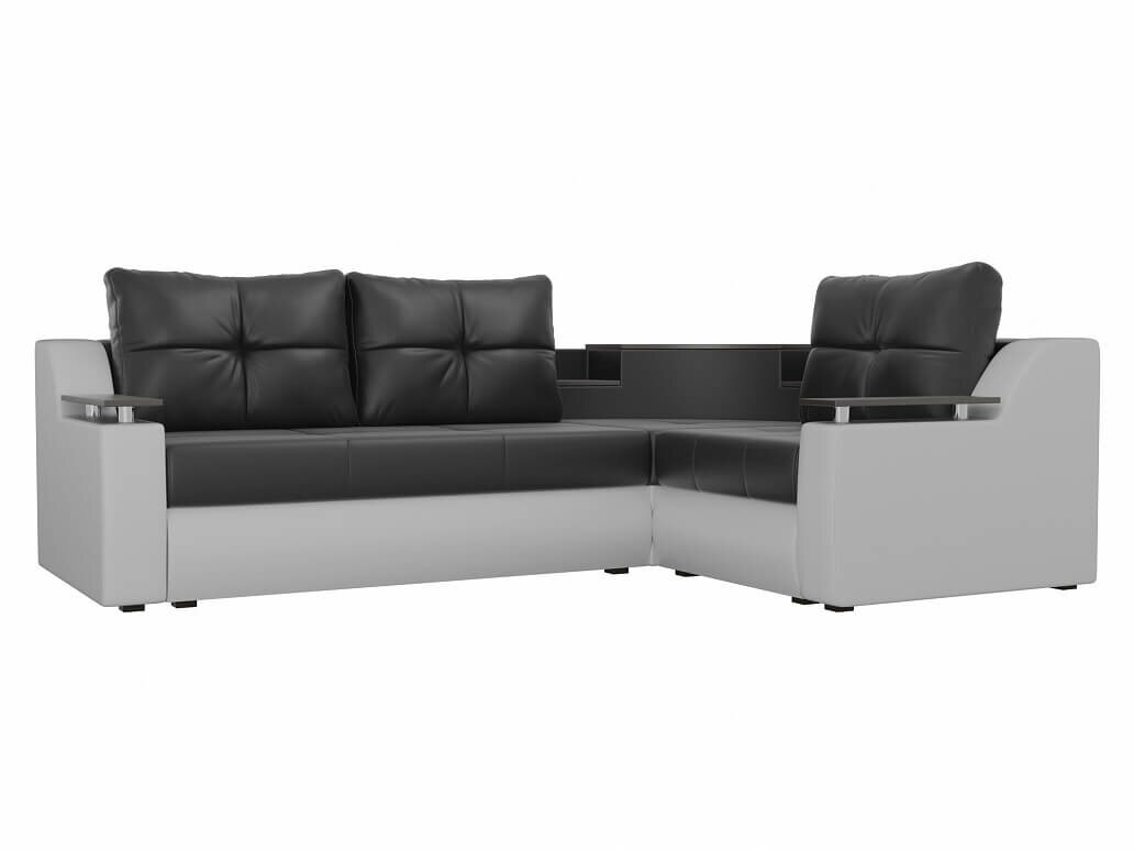 Artum Диван угловой Тесей Экокожа Черный Белый Правое