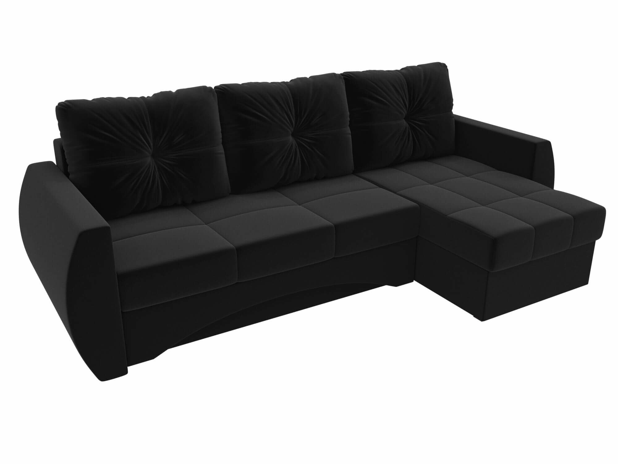 Artum Угловой диван Сатурн микровельвет черный правый