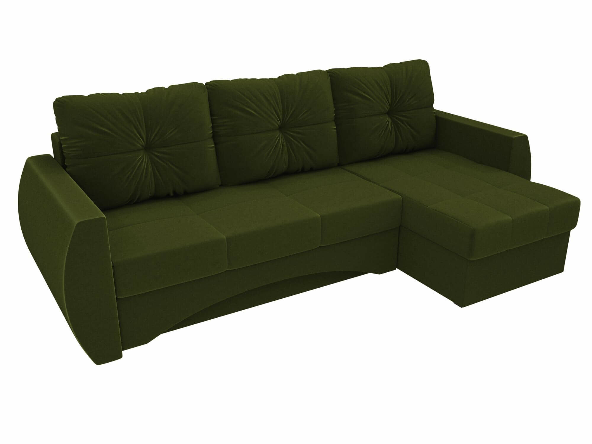 Artum Угловой диван Сатурн микровельвет зеленый правый