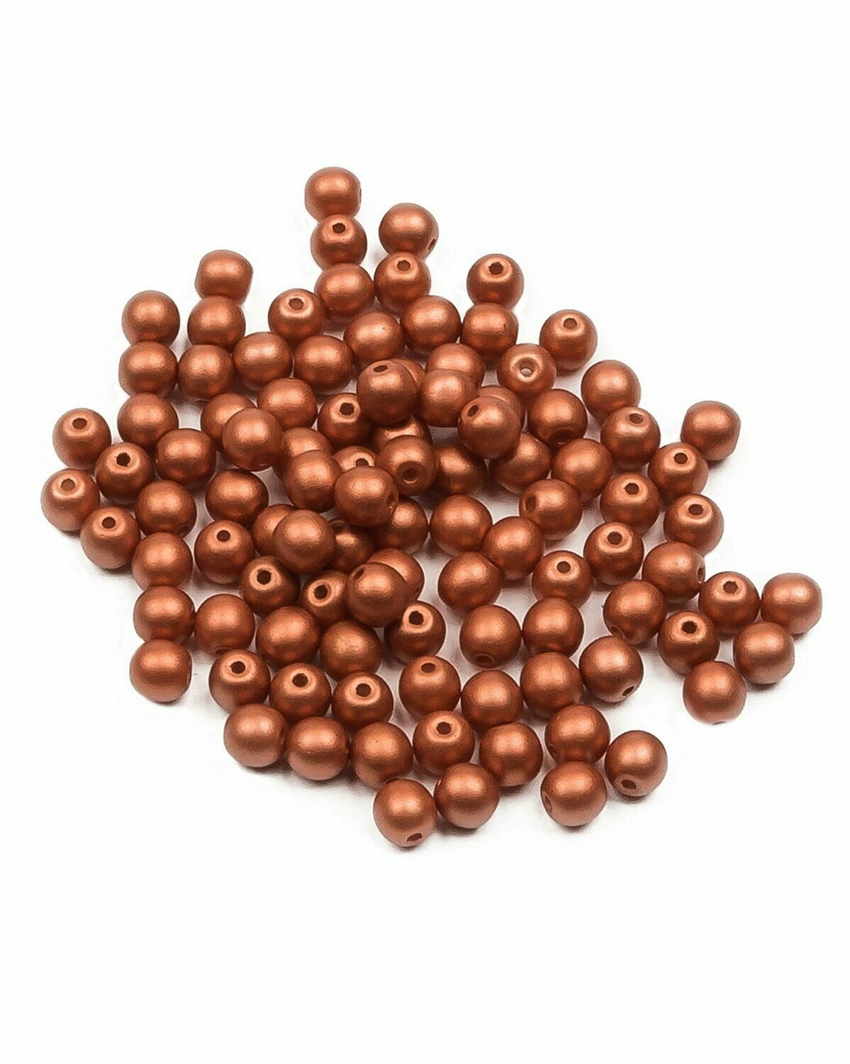 Стеклянные чешские бусины, круглые, Round Beads, 4 мм, цвет Alabaster Metallic Bronze, 100 шт.