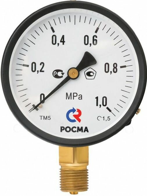 Манометр общетехнический d=100 мм, радиальный, G 1/2" НР, 16 бар