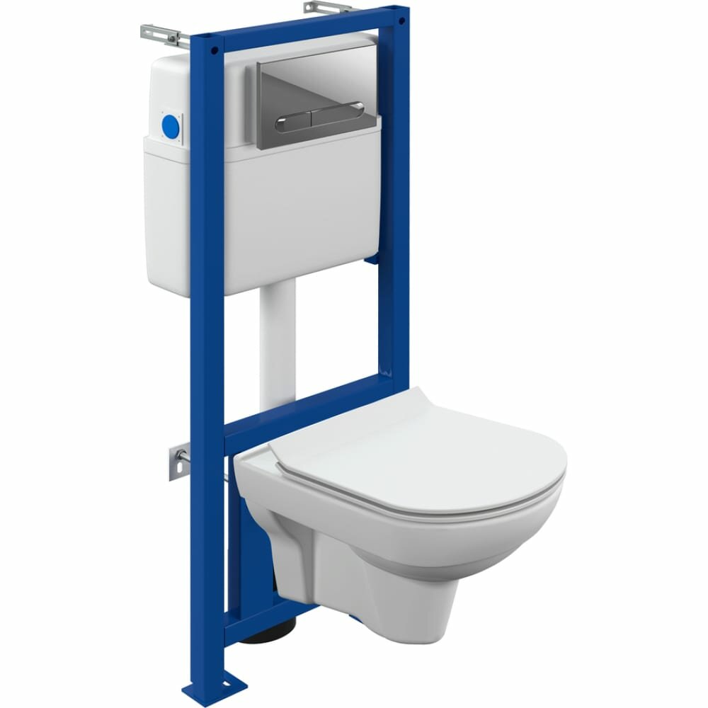 Комплект Cersanit унитаз CITY CO DPL EO slim + инсталляция LINK PRO + кнопка ESTETICA пластик хром глянцевый