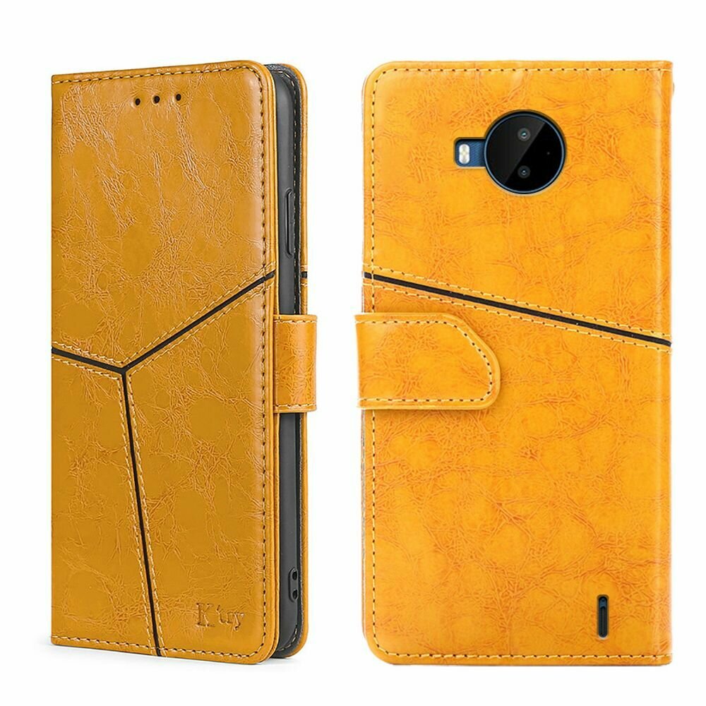 Чехол-книжка MyPads для Nokia C20 Plus / Нокиа C20 Плюс, объединяет геометрию (золотой желтый)