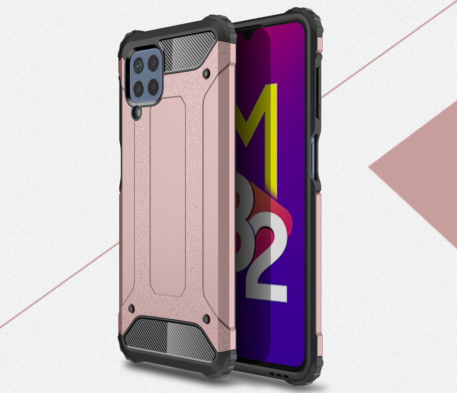 Чехол MyPads усиленный ударопрочный бампер-пенал для Samsung Galaxy M32 (SM-M325F) 2021 розовое золото