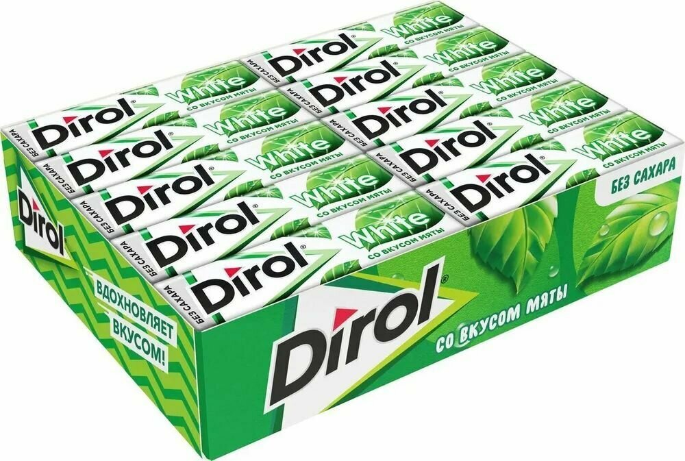 Dirol White Жевательная резинка "Мята" без сахара 30 шт р 13.6 г