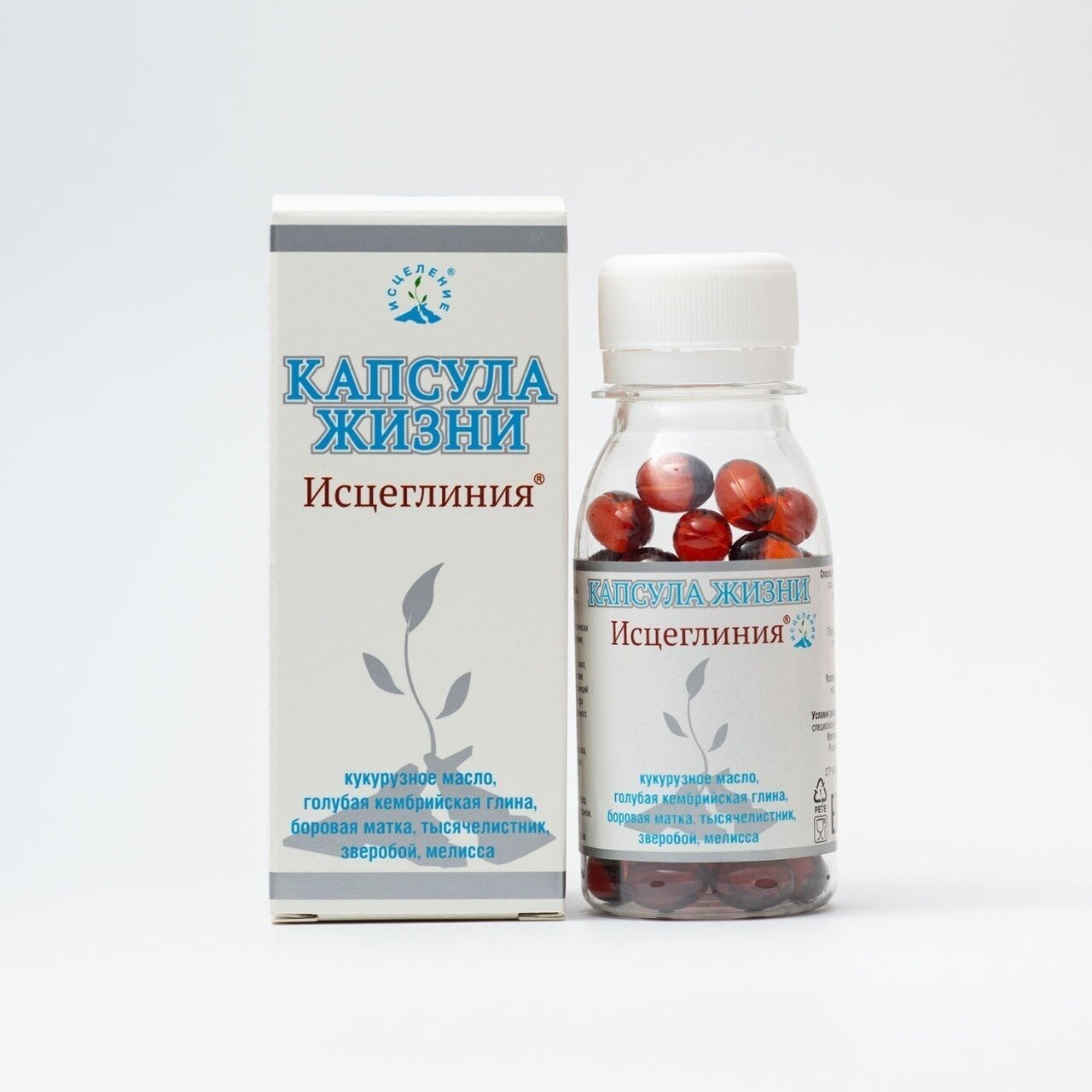 Капсула жизни серии "Исцеглиния" кукурузное масло, голубая кембрийская глина, боровая матка, тысячелистник, зверобой, мелисса (для женщин) 1 шт