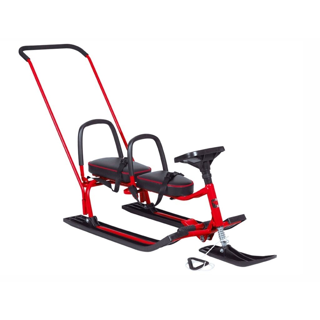 Снегокат Барс "505, Twins baby push", разборный, для двоих, складные спинки, красный