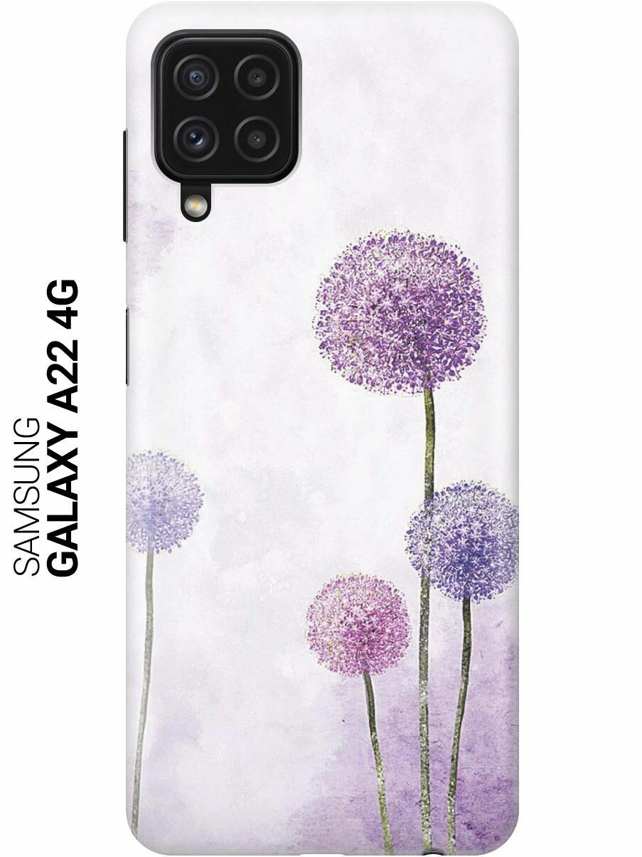 Силиконовый чехол на Samsung Galaxy A22, M32, M22, Самсунг А22, М32, М22 с принтом "Сиреневые одуванчики"