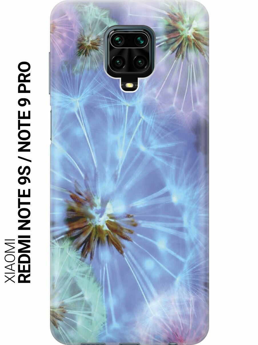 Силиконовый чехол на Xiaomi Redmi Note 9s, Note 9 Pro, Сяоми Редми Ноут 9с, Ноут 9 Про с принтом "Макро одуванчики"